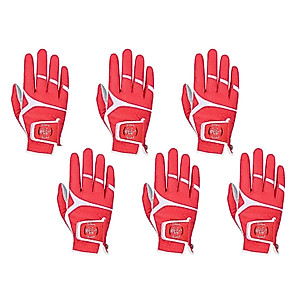 SIMPLE SYMBOL Men's Golf Glove Premium Synthetic Leather,Stable Grip,Six Pack（Left is Wear on Left Hand,Right is Wear on Right Hand） Four Colors to Choose from White/Sky/Beige/Red(Red,L,Right)