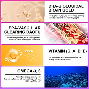 Natural Skin & Coat Chews for Dogs, Dog Vitamins and Supplements for Healthy Skin and Coat with Chicken Flavor, Itch Relief for Dogs with Allergies, Dog Vitamins and Supplements, Omega 3