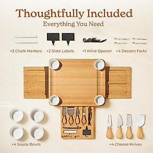 SMIRLY Charcuterie Boards, Extra Large Charcuterie Board Set - Bamboo Cheese Board and Knife Set - House Warming Gifts New Home, Wedding Gifts for Couples, Unique Bridal Shower Gift for Her