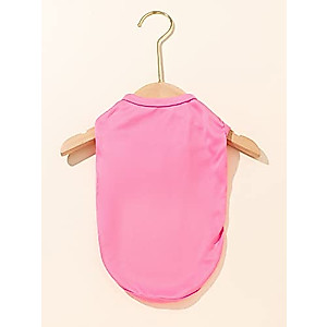 QWINEE Dog Shirt Vest Dog Tank Top Puppy Dog Cat Basic Tee Shirts Clothes for Small Medium Dogs Kitten Kitty Pink M
