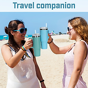 SEDBRÖS 40 Oz Tumbler With Handle And Straw Insulated Stainless Steel Travel Mug With Lid For Hot And Cold Drinks Quencher With Lid And Straw Leak Proof Spill Proof Solid Pool