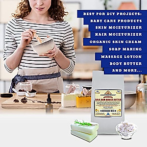 ANCIENT HEALTH REMEDIES Organic Unrefined Raw MANGO BUTTER JAR/BLOCKS Bulk, Light Mango Aroma, Non-Greasy Base for Beauty, Skin Moisturizing, DIY Base for Body Butter & Hand Creams (2 LB)