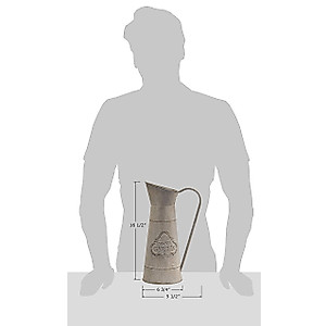 Red Co. Large Long Narrow Pitcher Decorative Stone Textured Beige Metal Pitcher Flower Vase Plant Holder Décor for Home and Garden