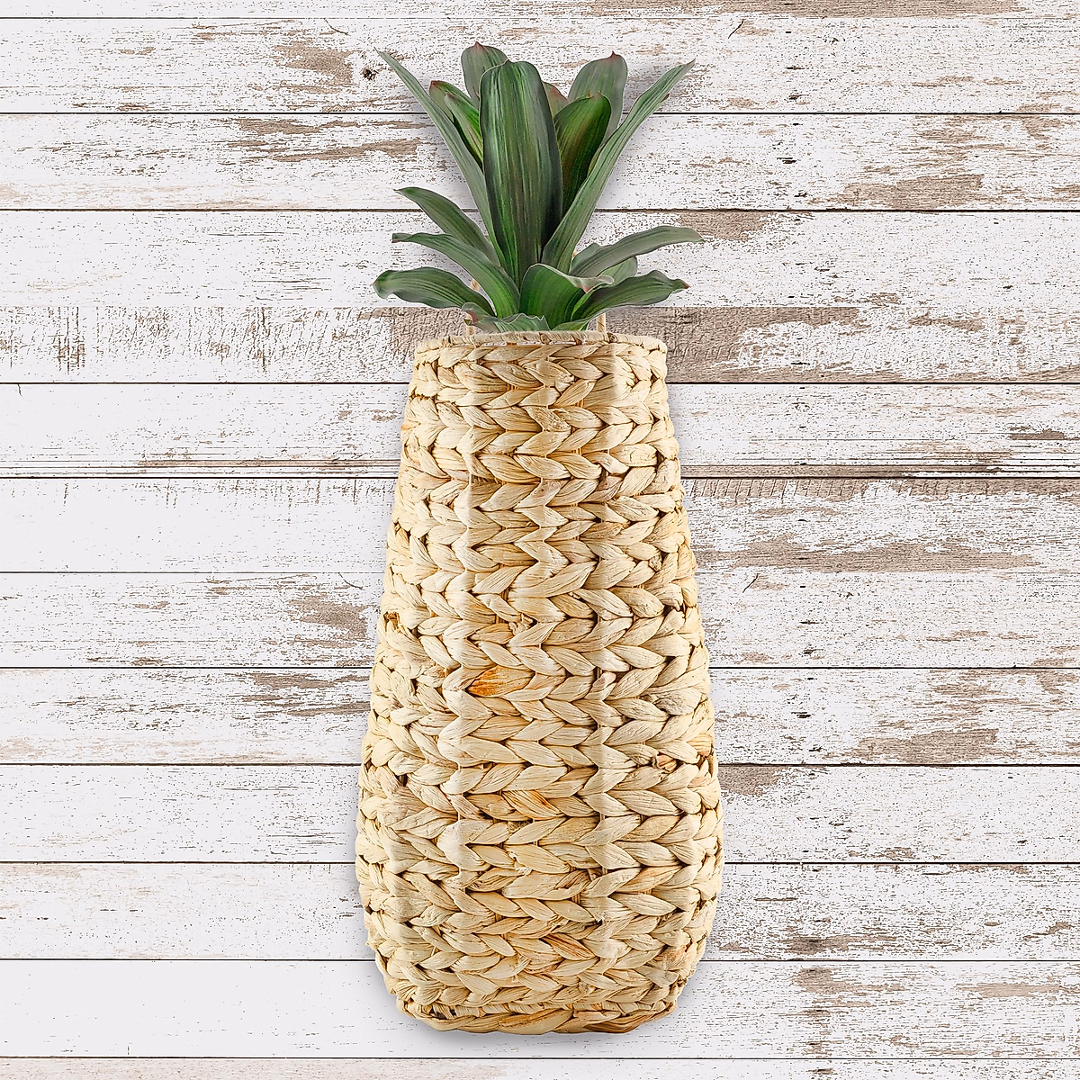 AuldHome Water Hyacinth Pocket Basket, Natural, 17 x 9 x 5 Inches