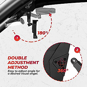 KEMIMOTO UTV Rear View Mirror, SXS UTV Mirror Clear View with 1.5-2 inch 360° Adjustable Low Profile Aluminum Clamp Compatible with Polaris RZR/Pioneer/Talon/Kawasaki KRX/Mule/Can Am X3/ CFMOTO