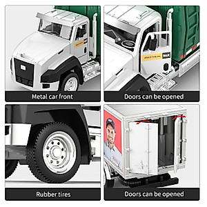 TEMI 3 Pack of Diecast City Transport Vehicles, Garbage, Tanker, Express Delivery, 1/50 Scale Metal Collectible Models With Opening Doors for Boys and Girls