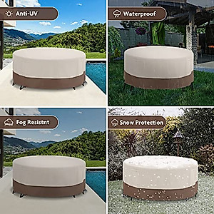 HERA'S PALACE Round Outside Table and Chair Covers, 600D Heavy Duty Outdoor Lawn Garden Table and Chairs Covers with Handle, Waterproof, Windproof & Anti-UV , 61x23 inches