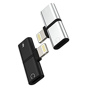 2pack,Headphone Adapter Compatible for Lightning Double to Audio Jack and Charger Earphone Charging Splitter Compatible with iPhone 11 12Mini pro max xs xr x 7 8plus for ipad air Connector for Apple