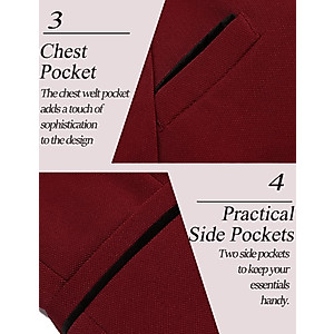 COOFANDY Men Suit Jacket Linen Slim Fit Sport Coat Business Fashion Daily Blazer Wine Red