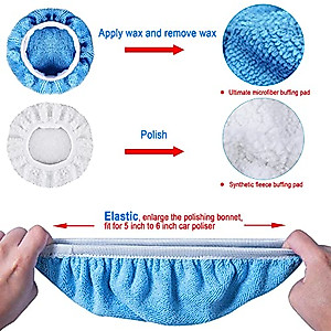 SIQUK 16 Pieces 5 Inch Buffing Pads Foam Polishing Pad Kit Polisher Pads Bonnets Wax Buffer Polish Pads Car Buffer Attachment for Drill