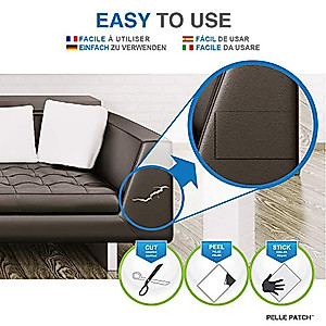 Pelle Patch - Black Leather Repair Kit for Car Seat - Black Leather Repair Tape for Couches - Vinyl and Leather Seat Repair Kit for Cars - Black Leather Tape for Furniture - Black 8x11