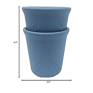 BraveJusticeKidsCo. | SiliSteel™ Drinking Cups | Kids and Toddler Silicone + Steel Dinnerware Cups | Unbreakable Dinnerware | Reusable Dishwasher Safe Water Glasses (2 Pack) (Citadel)