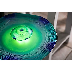 XBrand Floor Mist Fountain w/ Inline Control Glass Metal, 27 Inch Tall, Blue