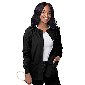 Sivvan Scrubs For Women - Front Snap Warm - Up Jacket - S8306 - Black - M
