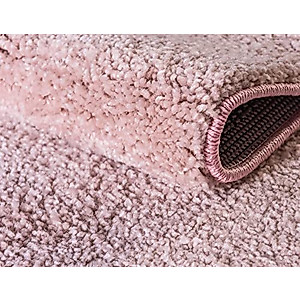 Unique Loom Solo Collection Solid, Plush, Kids, Modern Area Rug, 5 ft x 7 ft 7 in, Pink
