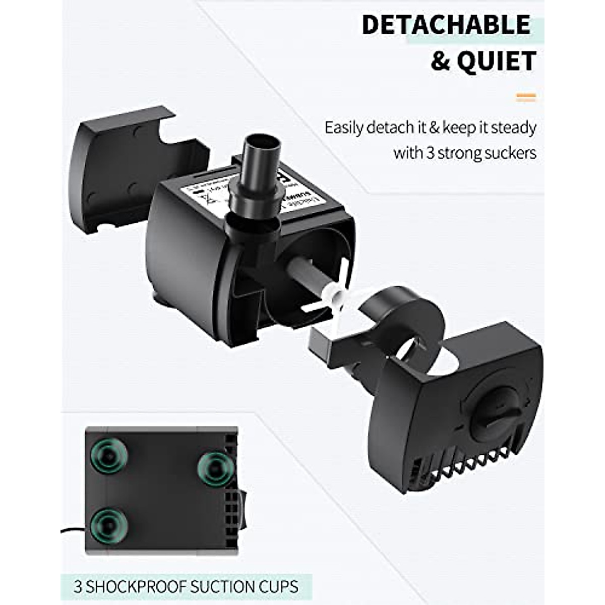 Uniclife 80 GPH Submersible Water Pump 4W 2.4ft High Lift Quiet Pump for Fountain Aquarium Fish Tank