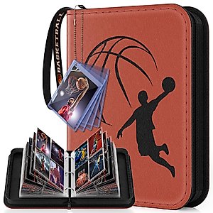 Basketball Card Binder 440 Pocket, Sports Card Binder with Toploaders Card Display, Premium Basketball Card Holder with Basketball Pattern Wristband Fit for Basketball Cards 2024-2025, Sports Cards