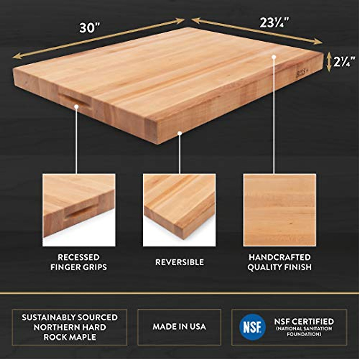 John Boos Block RA06 Maple Wood Edge Grain Reversible Cutting Board, 30 Inches x 23.25 Inches x 2.25 Inches & Block Cutting Board Care and Maintenance Set