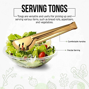 NEXNEOM Serving Utensils Set Gold 10-Piece - Stainless Steel Stunning Mirror-Finish, Lightweight, Dishwasher Safe - Includes Slotted Spoons, Forks, Tongs, Ladle, and Pie Server for buffet & parties