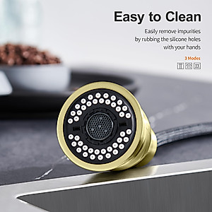 Kitchen Sink Faucet Head Replacement Part - 3 Modes for Kitchen Sink Sprayer Faucet Head, 13/16" Kitchen Pull Down Spray Head Nozzle, Brushed Nickel for G1/2 Connector, Male