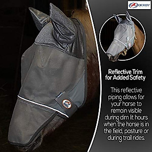 Derby Originals Reflective Mesh Fly Mask with 1 Year Warranty Includes Ears and Nose Cover,Summer Blue,Large (Full/Average),72-7109SB-L