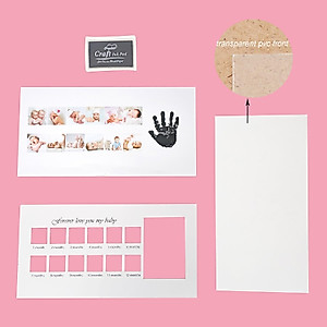 Dporticus Baby Handprint Kit & Footprint Photo Frame for Newborn Girls and Boys, 12 Photo Moments Frame Baby Shower Gifts Set Memorable Keepsake Box Decorations for Room Wall Non Toxic INK (Blue)