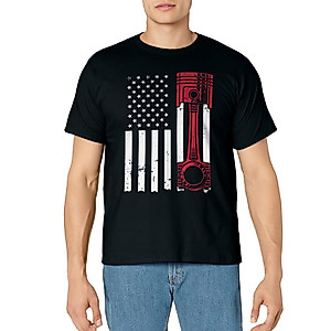Car Enthusiast American Flag Piston Muscle Car T-Shirt T-Shirt