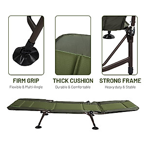 TIMBER RIDGE Folding Camping Cot, Heavy Duty Cot with Comfortable Pad, Portable Travel Camp Cots for Home or Outdoor, Supports 300 LBS, Green