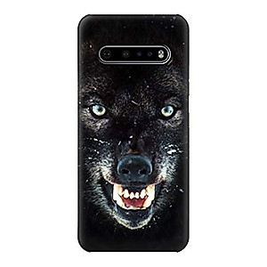 R2823 Black Wolf Blue Eyes Face Case Cover for LG V60 ThinQ 5G