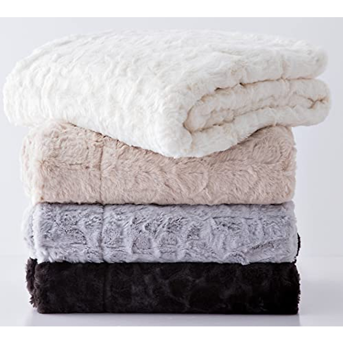 Extra Warm Faux Fur Throw Blanket for Couch & Bed - Super Soft Faux Fur Blanket & Throw for Sofa - Black Perfect Double Sided Fluffy Woven Throw Soft Blanket