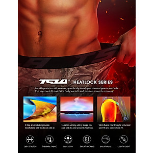 TSLA Men's Thermal Compression Pants, Athletic Sports Leggings & Running Tights, Wintergear Base Layer Bottoms, Heatlock Athletic Print Hunting Camo, Small