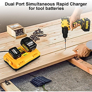 TeenPower 12/20V Max Battery Charger Replacement for Dewalt DCB102 Compatible with 12V 20V Max Lithium Battery DCB124 DCB203 DCB204 DCB606, 2-Port Simultaneous Charging