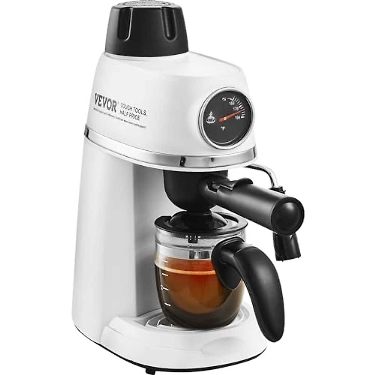 VEVOR Espresso Machine, 3.5 Bar Espresso Maker with Milk Frother Steam Wand, 4-Cup Professional Coffee/Espresso Machine with Temp Gauge for Latte Cappuccino, NTC Control System