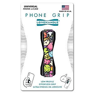 LOVEHANDLE Universal Phone Grip for Most Smartphones, Mini Tablets and Cases, Frenzy Design Colored Elastic Strap with Black Base, LH-01-Frenzy