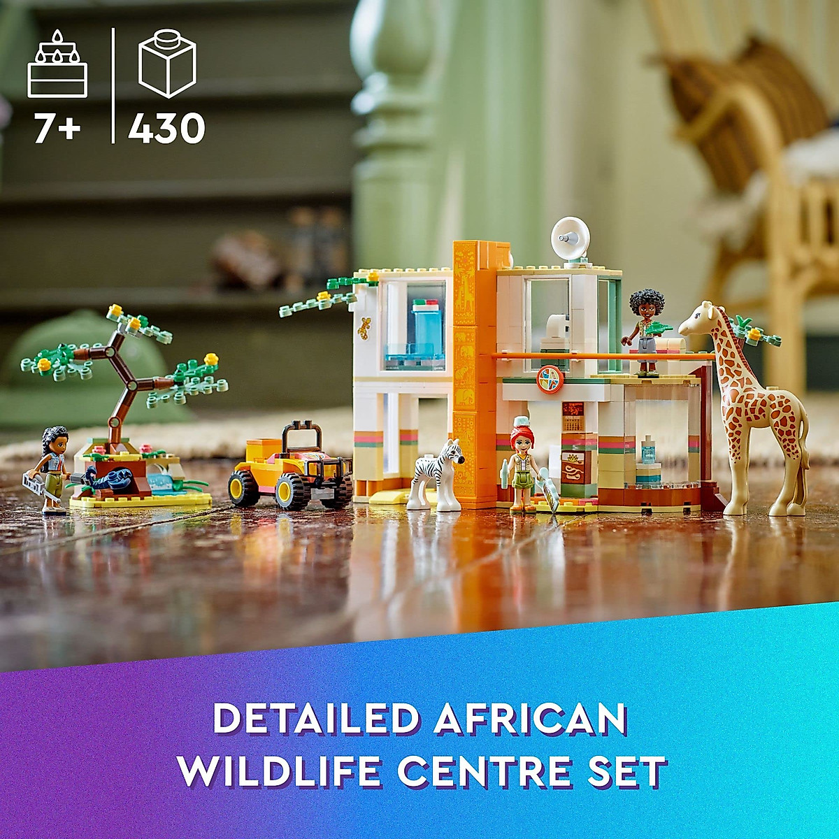 LEGO Friends Mia's Wildlife Rescue Toy 41717 with Zebra and Giraffe Safari Animal Figures Plus 3 Mini Dolls, Birthday Gift Idea for Kids, Girls & Boys Age 7 Plus Years Old