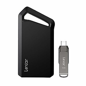 KelvyPro Lexar High-Performance 1TB NVMe Portable SSD (LJDCOST001T) and 64GB USB-C Dual Drive Storage Bundle - USB-C-to-C Cable, and a USB-C-to-USB-A Cable