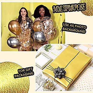 Youyole 6 Pack Iridescence Plastic Tablecloths Gold Foil Shiny Disposable Laser Rectangle Table Cloths for Party Wedding Christmas Birthday Holiday Party Decorations 54" x 108" (Gold)