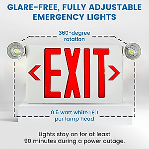 Ciata Ultra Bright Led Decorative Red Exit Sign & Emergency Light Combo with Battery Backup, Fire Exit Sign with Lights, Lighted Exit Signs with Battery Backup, 6-inch Red Letters - 12 Pack