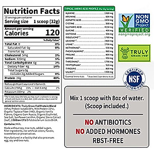 Garden of Life Sport Whey Protein Powder Vanilla, Premium Grass Fed Whey Protein Isolate Plus Probiotics for Immune System Health, 24g Protein, Non GMO, Gluten Free, Cold Processed - 20 Servings