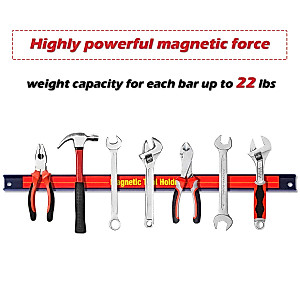 Happytools 18” Magnetic Tool Holder, 3 PCS Heavy Duty Tool Magnet Strip w/ Strong Magnetic Force, Wall Mounted Magnetic Tool Organizer Bars for Kitchen, Garage, Household, Workshops