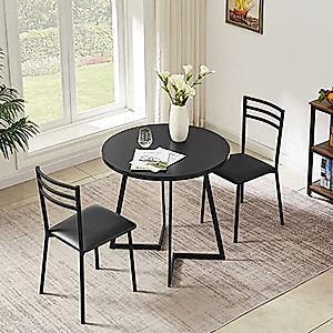 VECELO Metal Dining Chair Set of 2, Modern Armless with Cushioned Seat for Kitchen, Living Room, Black