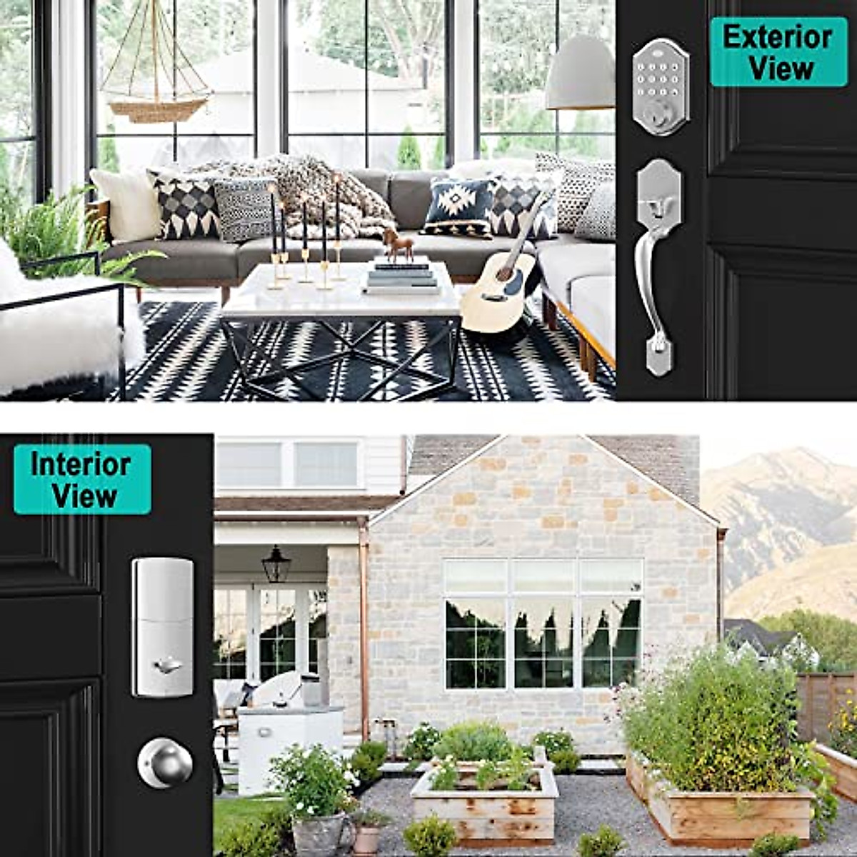 NeuType Keypad Deadbolt Electronic Keyless Entry Door Lock with Handle, Front Door Lock Set with Keypad, Auto Lock, 1-Touch Locking, 50 User Codes, Easy to Install (Traditional, Satin Nickel)