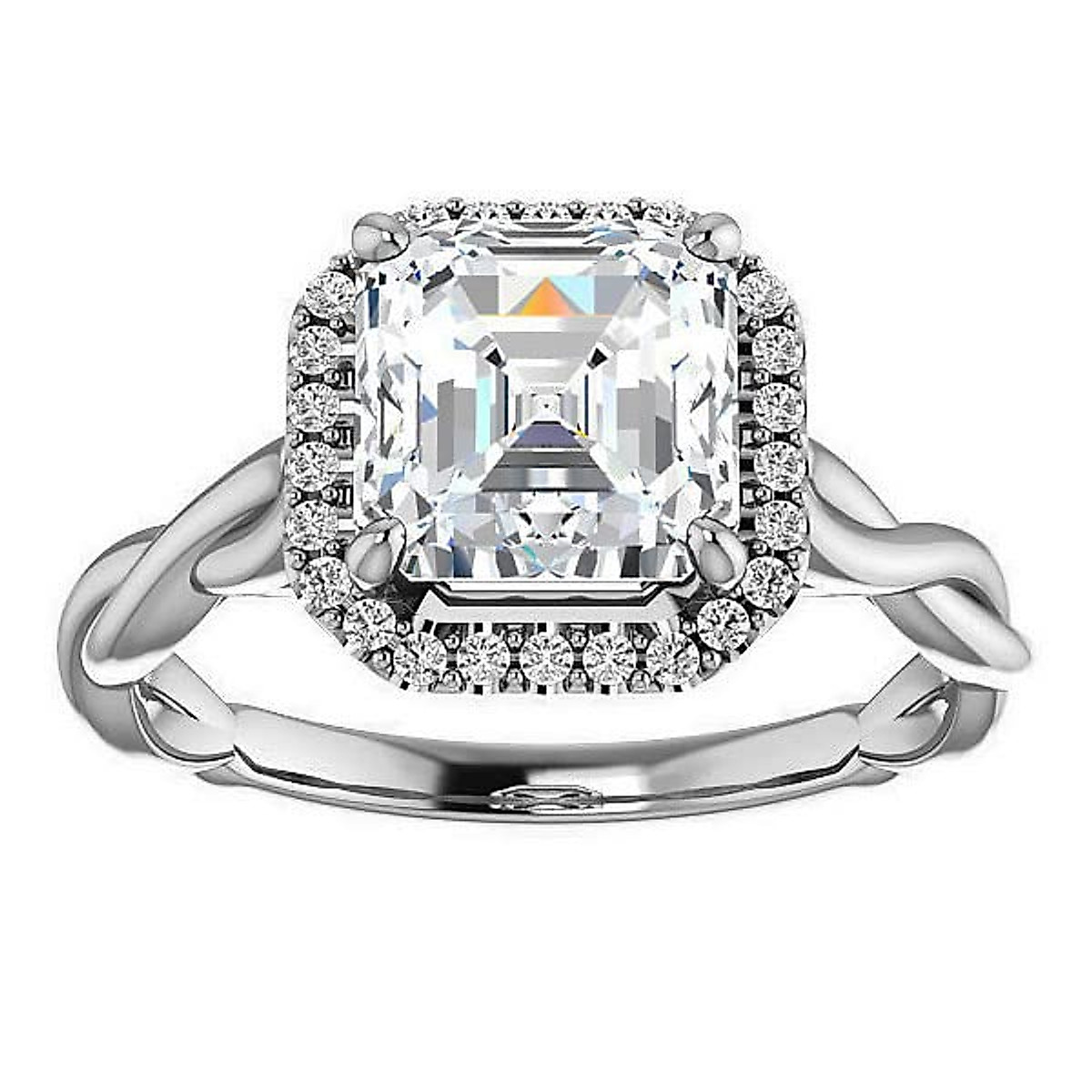 JEWELERYN Wedding Bridal Ring Set, Bridal Statement Ring, Moissanite Engagement Ring Set, 2 CT Asscher Cut, 925 Sterling Silver in Prong Set, VVS1 Clarity, Best Gift for Her (8)