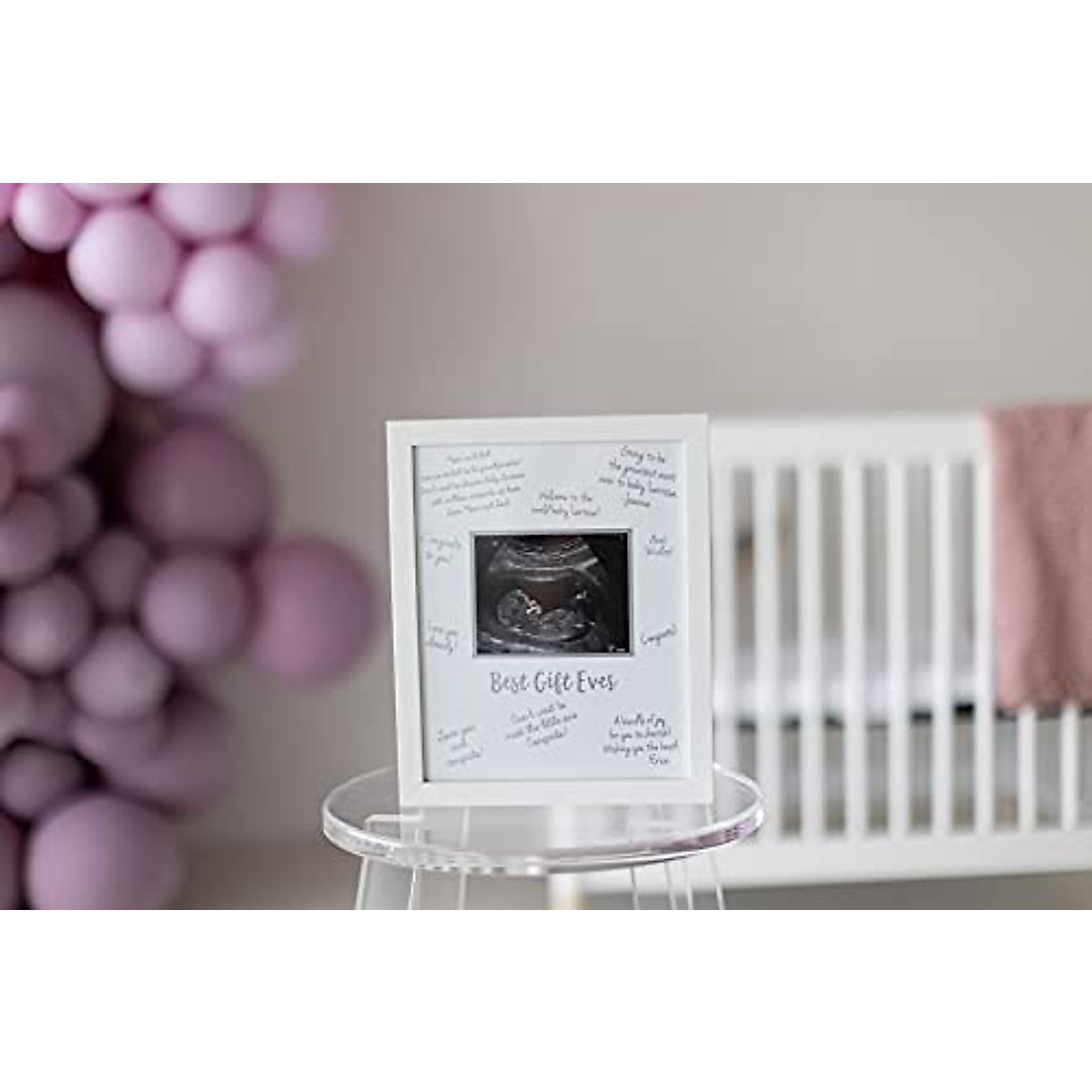 Tiny Ideas Sonogram Signature Frame Guest Book, Perfect for Any Baby Registry, Marker Included for Guests to Leave Well-Wishes, Great for Celebrating Baby Showers or Birthdays, White