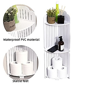 3 Tier Corner Shelves, Plastic Small Bathroom Corner Organizer Open Shelf with Vertical Striped As Bookcase Decor Display Rack Shelf for Bedroom Living Room Kitchen Office