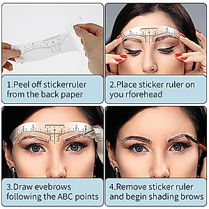 1 Roll (50Pcs) Eyebrow Ruler Stencils - Abeillo Disposable Brow Ruler Sticker, Microblading Eyebrow Template, Brow Measuring Shaper Tool, Eyebrow Mapping Tool for Tattooing