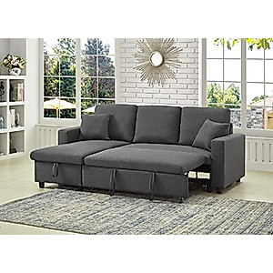 GTU Furniture Reversible Sectional Sleeper Sofa with Storage (Grey)