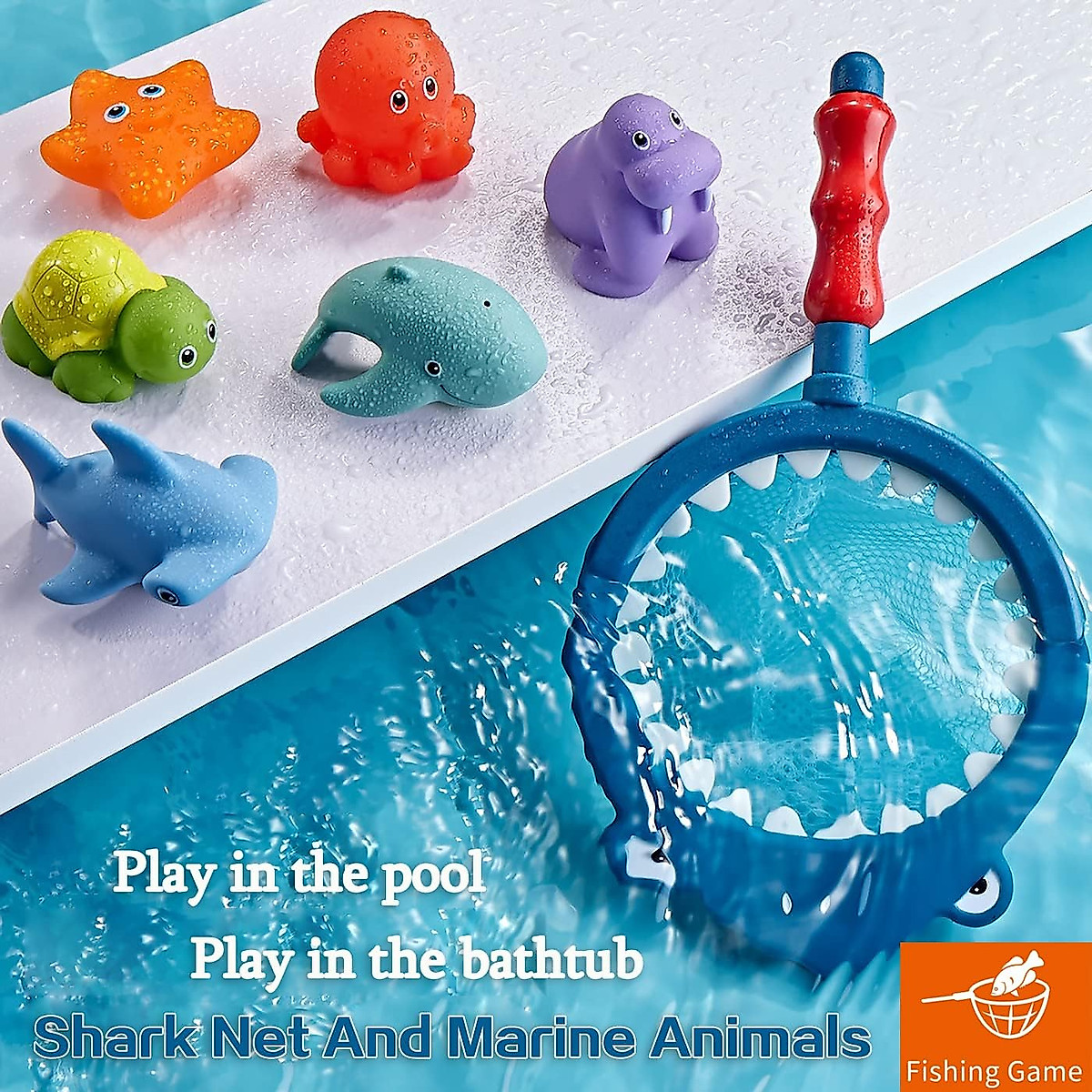 Bath Toys Playset, Fun Basketball Hoop & Balls, Bathtub Pool Shooting Game & Fishing Game, Sensory Suction Cup Spinner Spinning Top Baby Toy, for Little Boys Girls Kids Toddlers