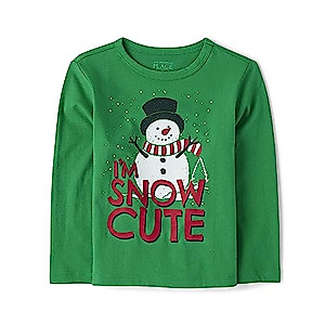 The Children's Place Unisex-Baby And Toddler Long Sleeve Christmas Graphic T-shirt Snow Cute 4T