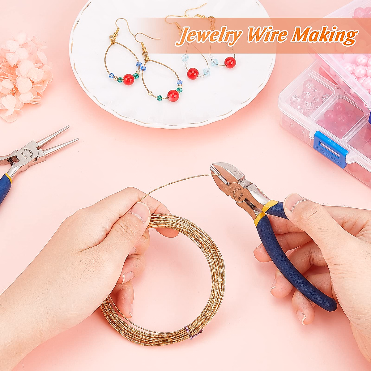 BENECREAT 20Ft Engraved Textured Brass Wire, 20 Gauge Jewelry Craft Copper Wire for Ring Making, Beading Wrapping and Other Jewelry Craft